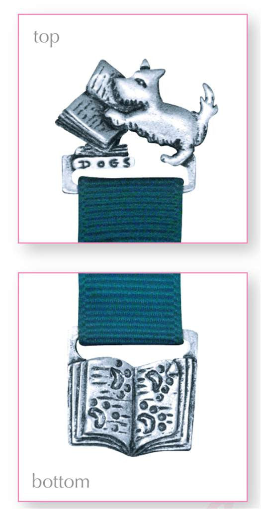 Dog reading ribbon bookmark BO-143 – Seagull Pewter